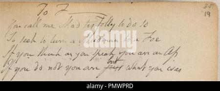 Blake manuscript Notebook 1808 32 To F (You call me Mad Stock Photo - Alamy