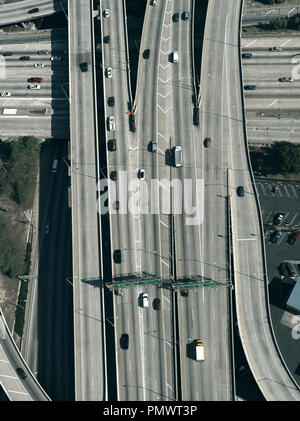 Aerial view freeways and overpasses, Los Angeles, California, USA Stock ...