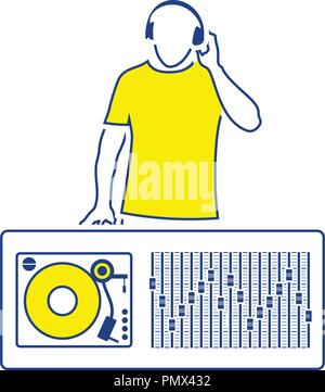 Night club DJ icon. Thin circle design. Vector illustration Stock ...