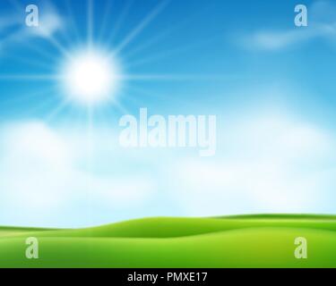 Morning spring summer green nature blurred bokeh background. Vector ...