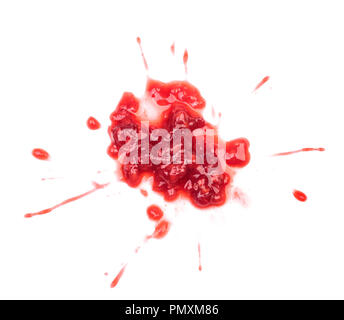 Smashed raspberries isolated on white Stock Photo - Alamy