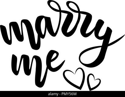 marry me hand lettering romantic quote to valentines day Stock Vector ...