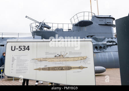 German submarine U-534 at the Woodside terminal museum in Birkenhead ...