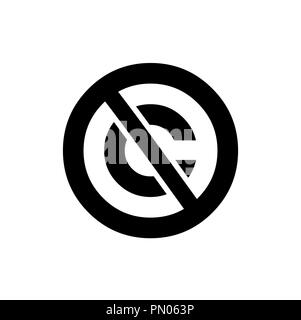 Public domain sign with crossed out C letter icon in a circle Stock ...