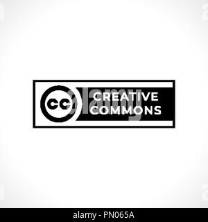 Creative commons rights management sign with circular CC icon. Vector ...