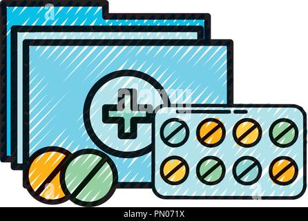 medication pills and folder file medical vector illustration Stock ...