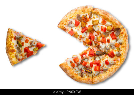 front view sliced pizza baked with cheese on white background meal ...