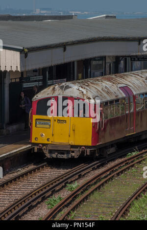 An Island line train at Brading station on the Isle of Wight, The ...