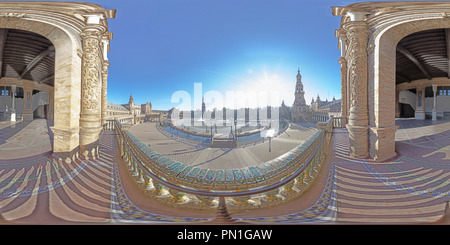 360° view of Spain Square, Seville. Plaza de España de Sevilla ...