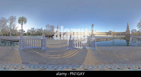 360° view of Spain Square, Seville. Plaza de España de Sevilla ...
