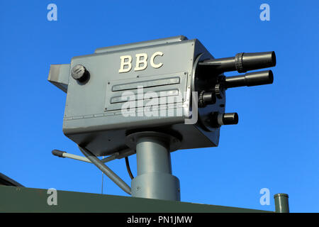 BBC Television, TV, vintage, outside broadcast, camera, 1955 Austin ...