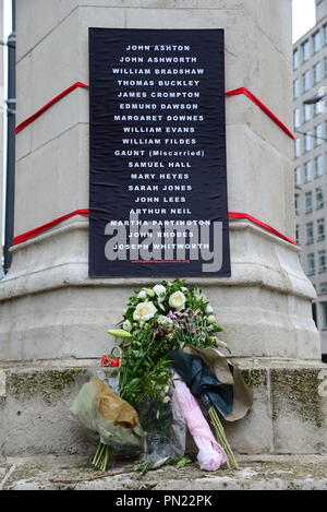 The Peterloo Memorial commemorating the Peterloo Massacre. Manchester ...