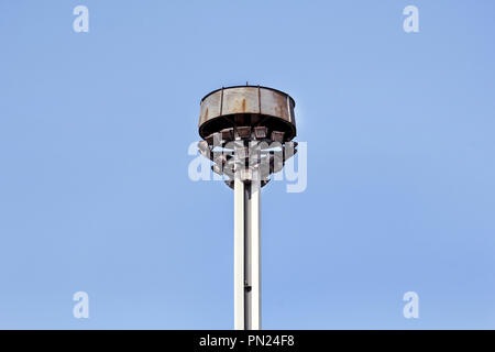 Tower with reflectors at the roundabout on the city road and street ...