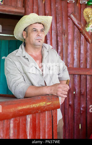 Cuban man making cigars in cigar factory in Little Havana, Miami ...