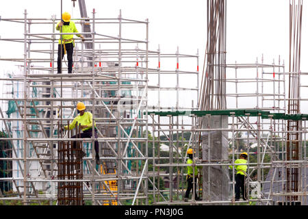Poor building work on the construction of a house extension, England ...