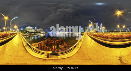 360° view of Night view from the Esplanade Bridge, Singapore - Alamy