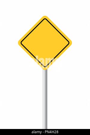 Blank yellow road sign or Empty traffic signs isolated on white ...