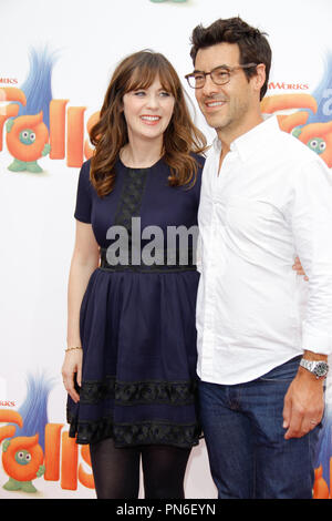 Zooey Deschanel, Jacob Pechenik at the "Trolls" Premiere at the Village ...