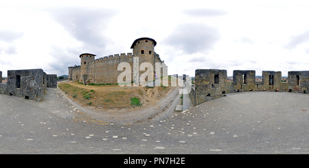 360° view of The Wall of Castle Carcassonne - Alamy