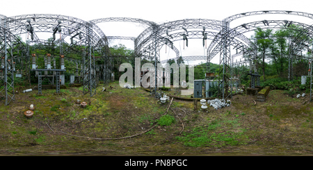 360° view of Ruin substation of Horonai coal mine at Hokkaido, Japan 04 ...