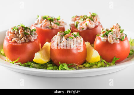 Tomates aux crevettes. Tomatoes filled with prawns. Belgium Food Stock ...