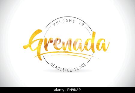 Welcome to GRENADA country text typography with red love heart and ...