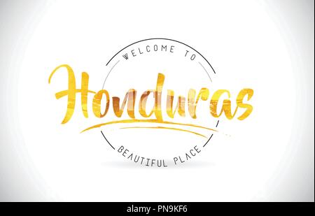 Welcome to HONDURAS country text typography with red love heart and ...