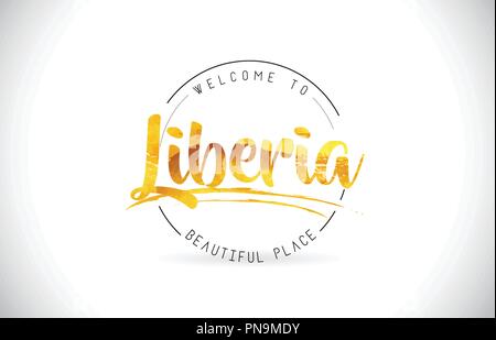 Welcome to LIBERIA country text typography with red love heart and ...