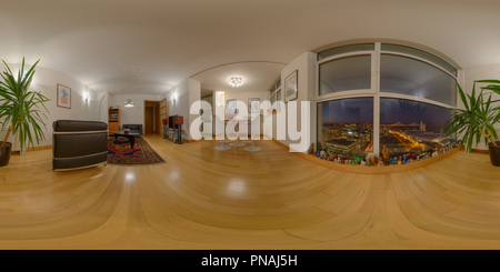360° view of Living room with night view - Alamy