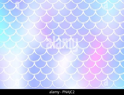 Mermaid holographic background with fish scale pattern. Pink pearl ...