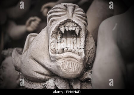 Lion idol in Kumartuli Kumortuli in Calcutta Kolkata in West Bengal in ...
