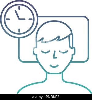 man sleeping on the bed clock time vector illustration hand drawing ...