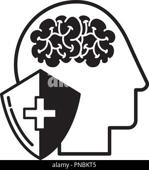 profile human head brain shield protection medical Stock Vector Image ...