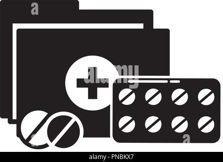 medication pills and folder file medical vector illustration Stock ...