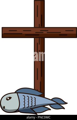 fish religious symbol with cross Stock Vector Art & Illustration ...
