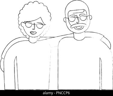 couple of grandparents avatars characters vector illustration design ...