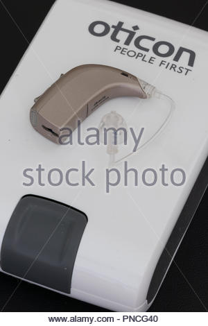 Oticon hearing aid with box Stock Photo: 24951415 - Alamy