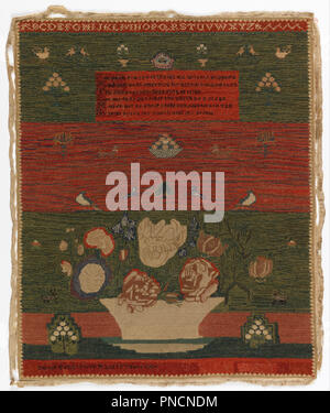 Sampler, Sarah Dunsworth, Medium: silk embroidery on linen foundation ...