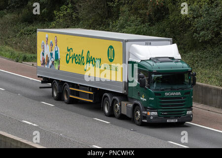 Morrison's supermarket Scania delivery truck with dragfoiler and ...