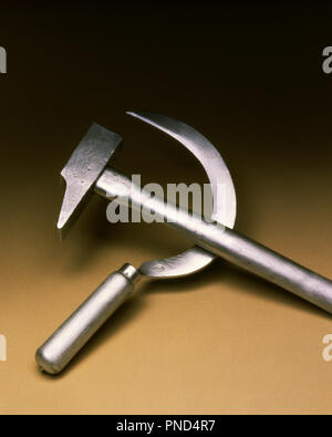Soviet Union emblem: hammer and sickle in red star. USSR symbol, grunge ...