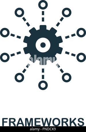 Big data framework line icon. Database server and personal computer ...