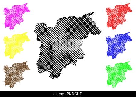 Trentino-Alto Adige - Sudtirol (Autonomous region of Italy) map vector ...