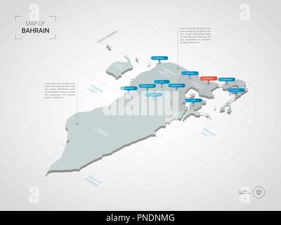 Bahrain map with borders, cities, capital and administrative divisions ...