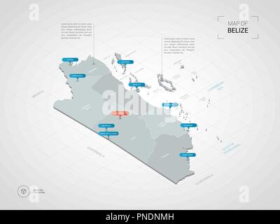Belize map with borders, cities, capital and administrative divisions ...