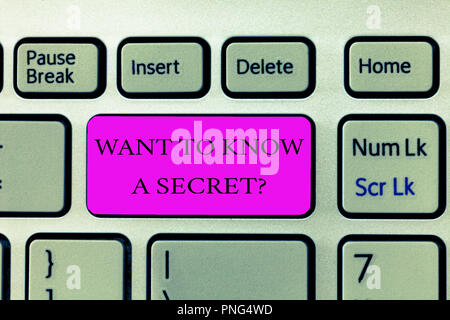 Text sign showing Want To Know A Secret Question. Business photo ...
