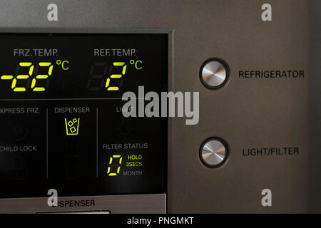 Fridge door with digital temperature display Stock Photo - Alamy
