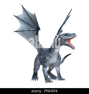 3D rendering of a fantasy dragon whelp isolated on white background ...