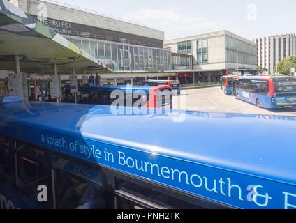Bus station and The Project Climbing Centre, Poole, Dorset, England, UK ...