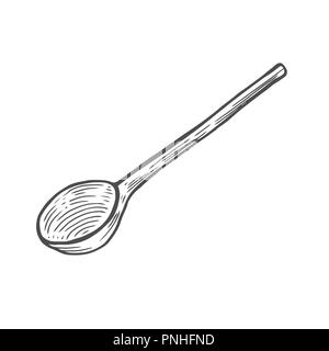 spoon in style engraving, isolated on white background Stock Vector ...