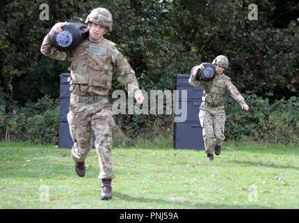 Soldiers demonstrate the repeated lift and carry stage in the British ...
